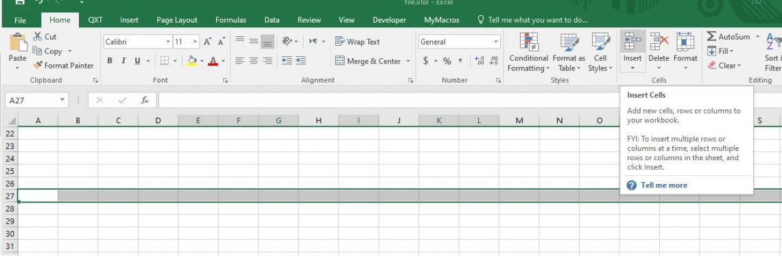 How to insert a row in Excel with shortcuts? - MacrosInExcel.com